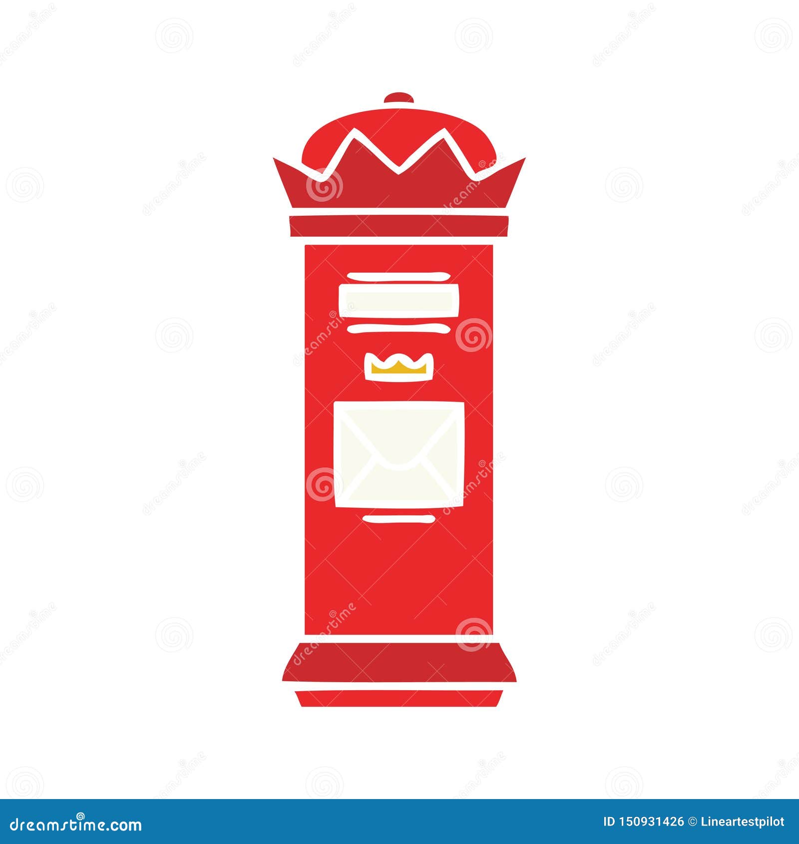 A Creative Flat Color Retro Cartoon British Post Box Stock Vector ...
