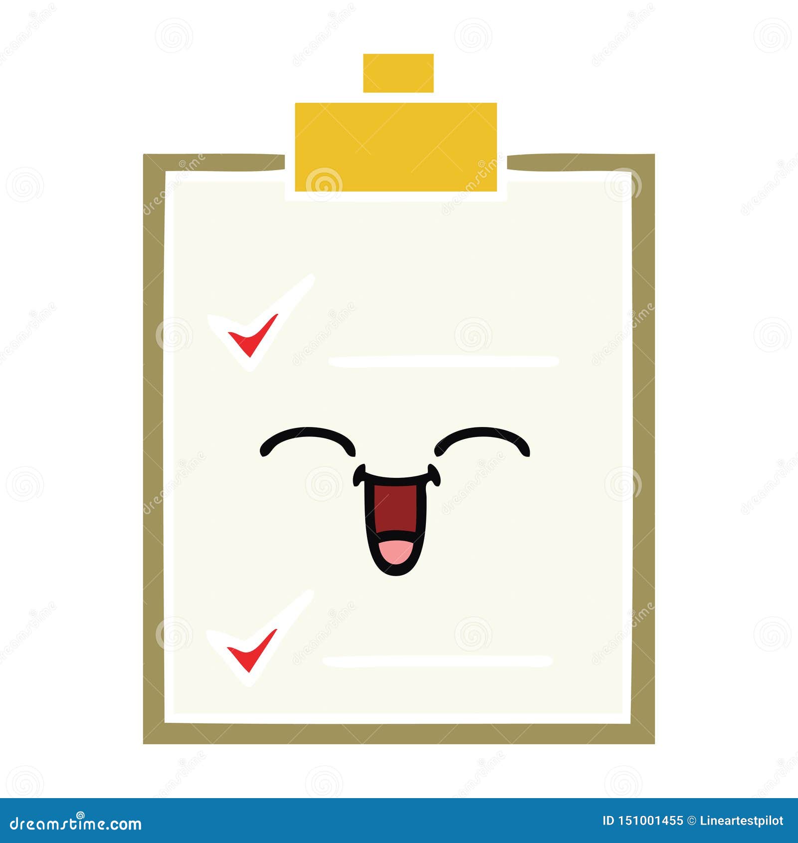 A Creative Flat Color Retro Cartoon Check List Stock Vector ...