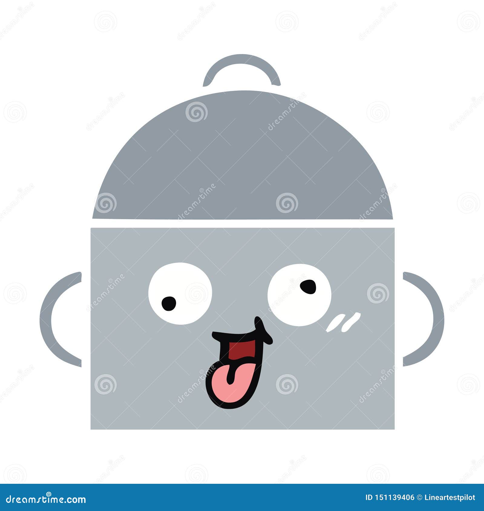 A Creative Flat Color Retro Cartoon Cooking Pot Stock Vector ...