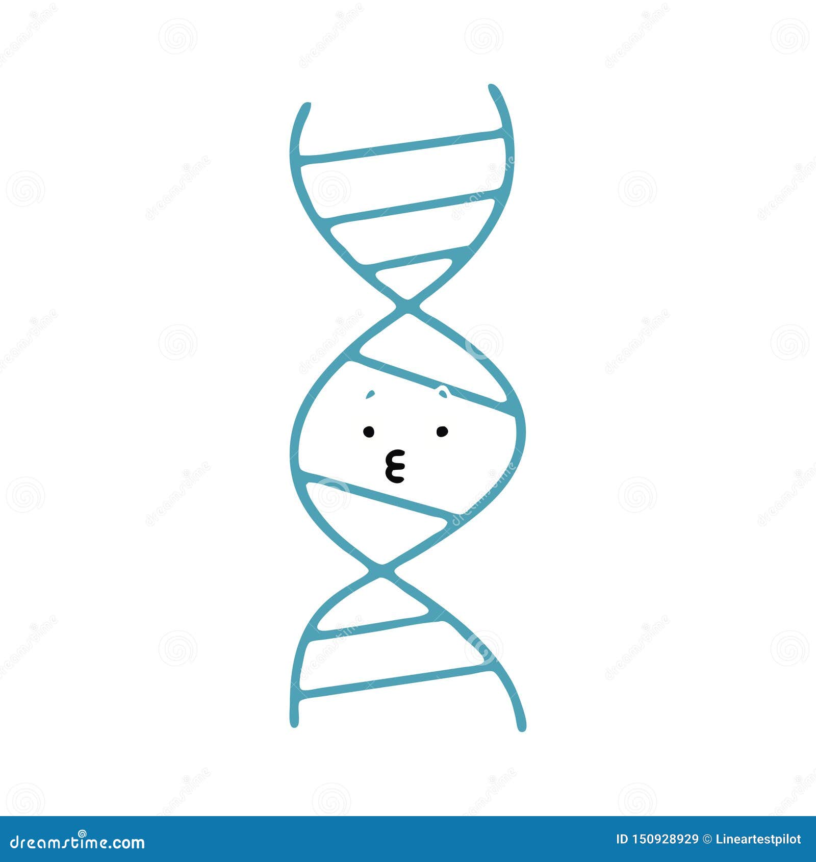 A Creative Flat Color Retro Cartoon DNA Strand Stock Vector ...
