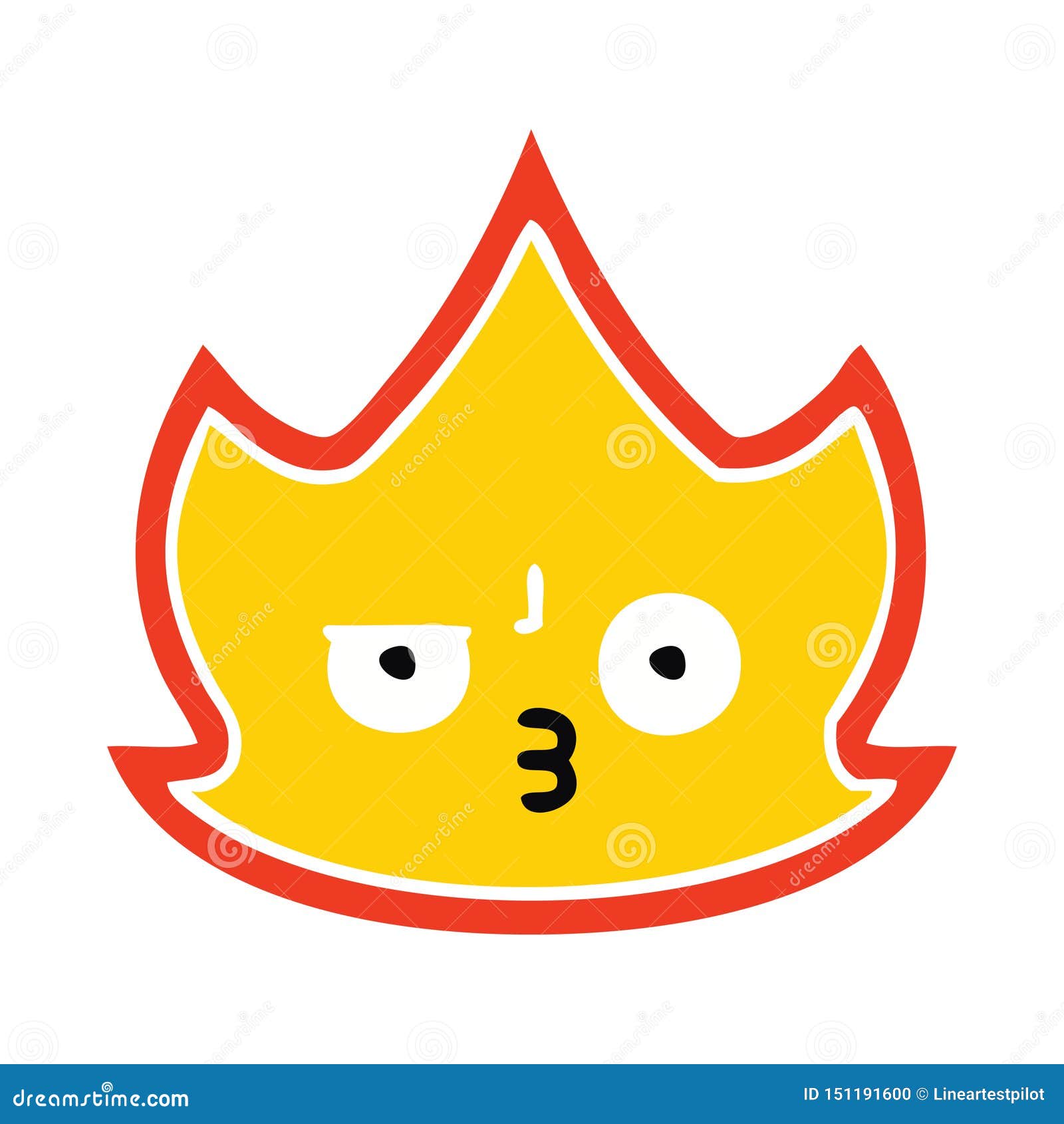 A Creative Flat Color Retro Cartoon Fire Flame Stock Vector ...