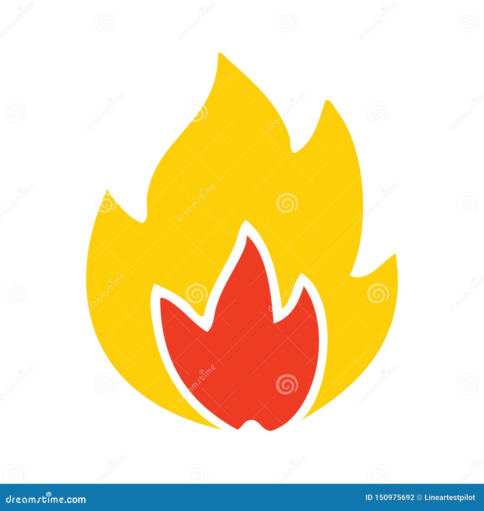 A Creative Flat Color Retro Cartoon Fire Stock Vector - Illustration of ...