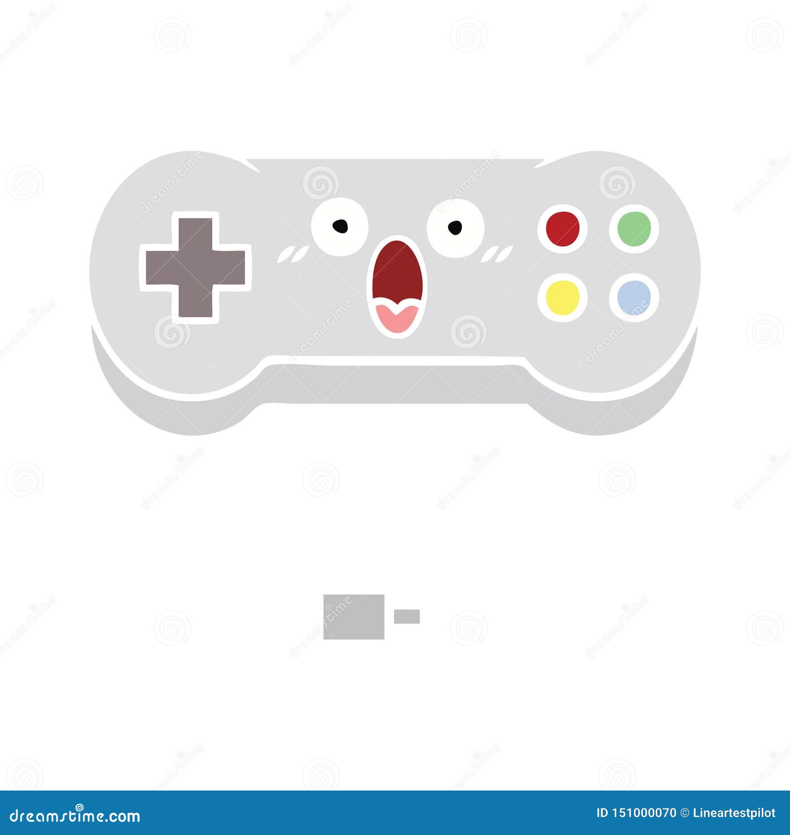A Creative Flat Color Retro Cartoon Game Controller Stock Vector ...