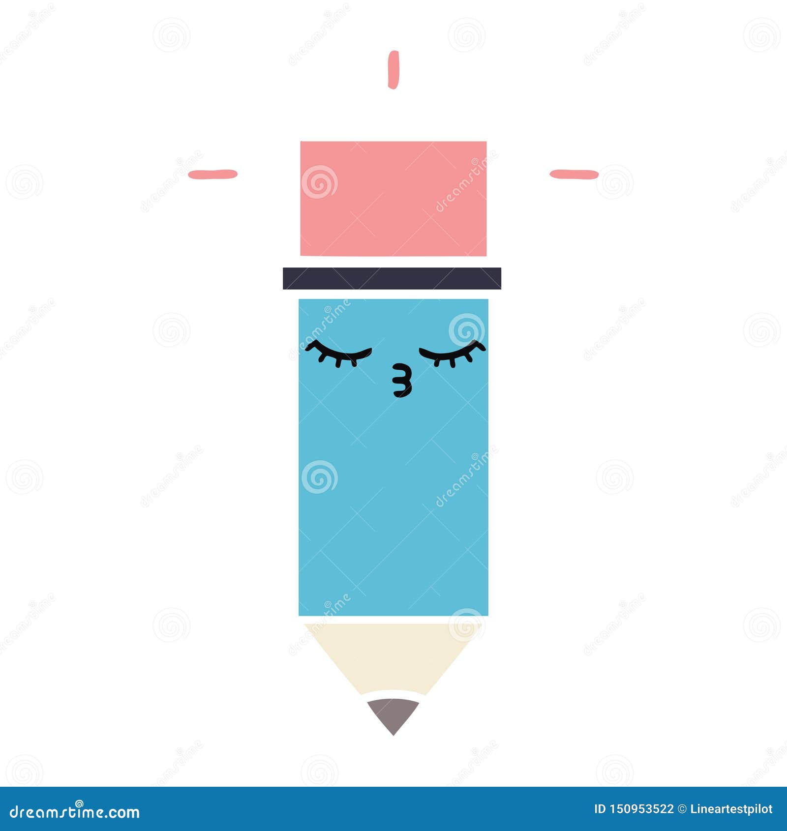 A Creative Flat Color Retro Cartoon Pencil Stock Vector - Illustration ...