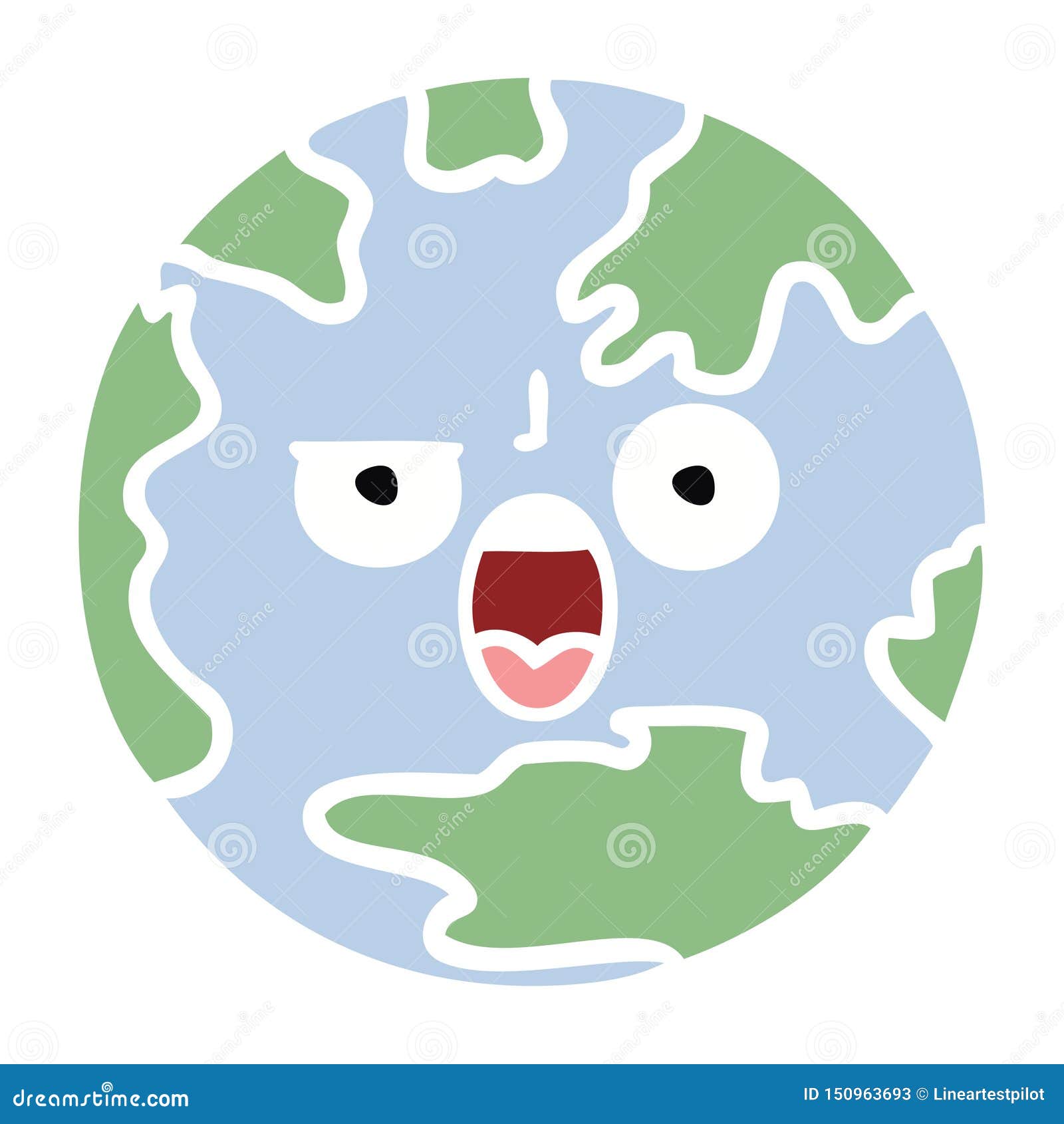 A Creative Flat Color Retro Cartoon Planet Earth Stock Vector ...