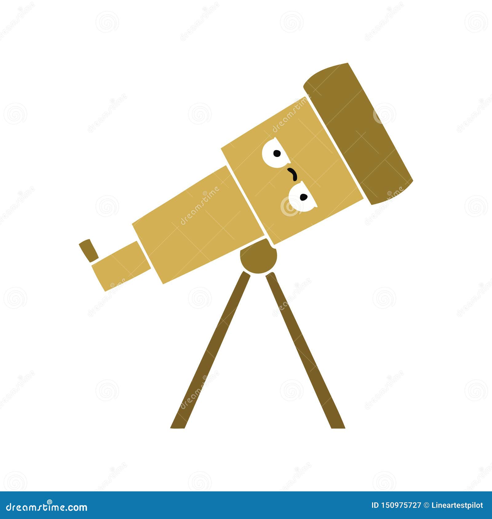 A Creative Flat Color Retro Cartoon Telescope Stock Vector ...