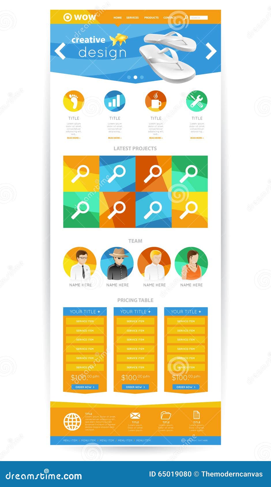 Creative Flat Colourful Web Site Page Elements Design Stock Vector ...