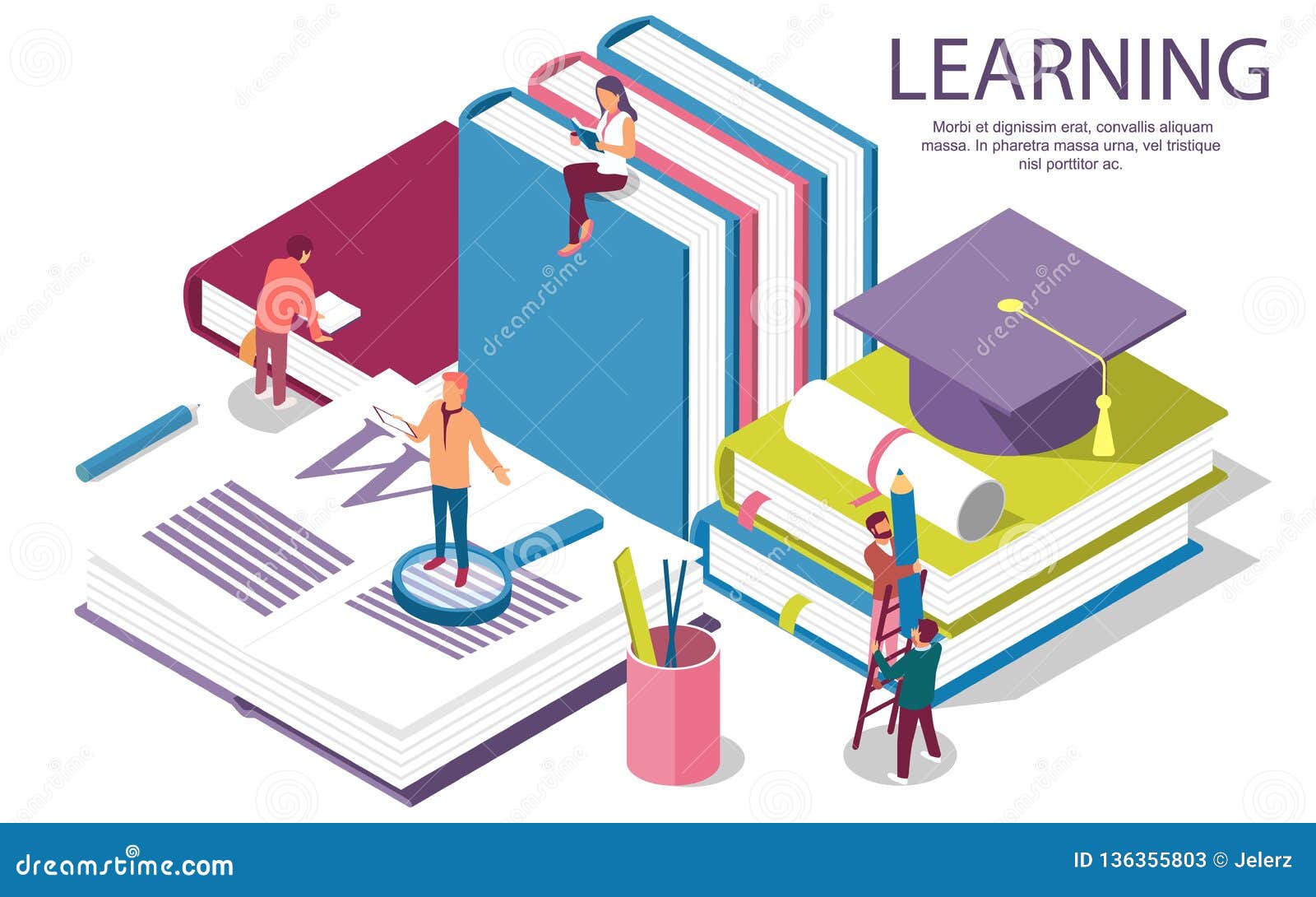 Creative Flat Design Isometric Concept of Education Stock Vector ...