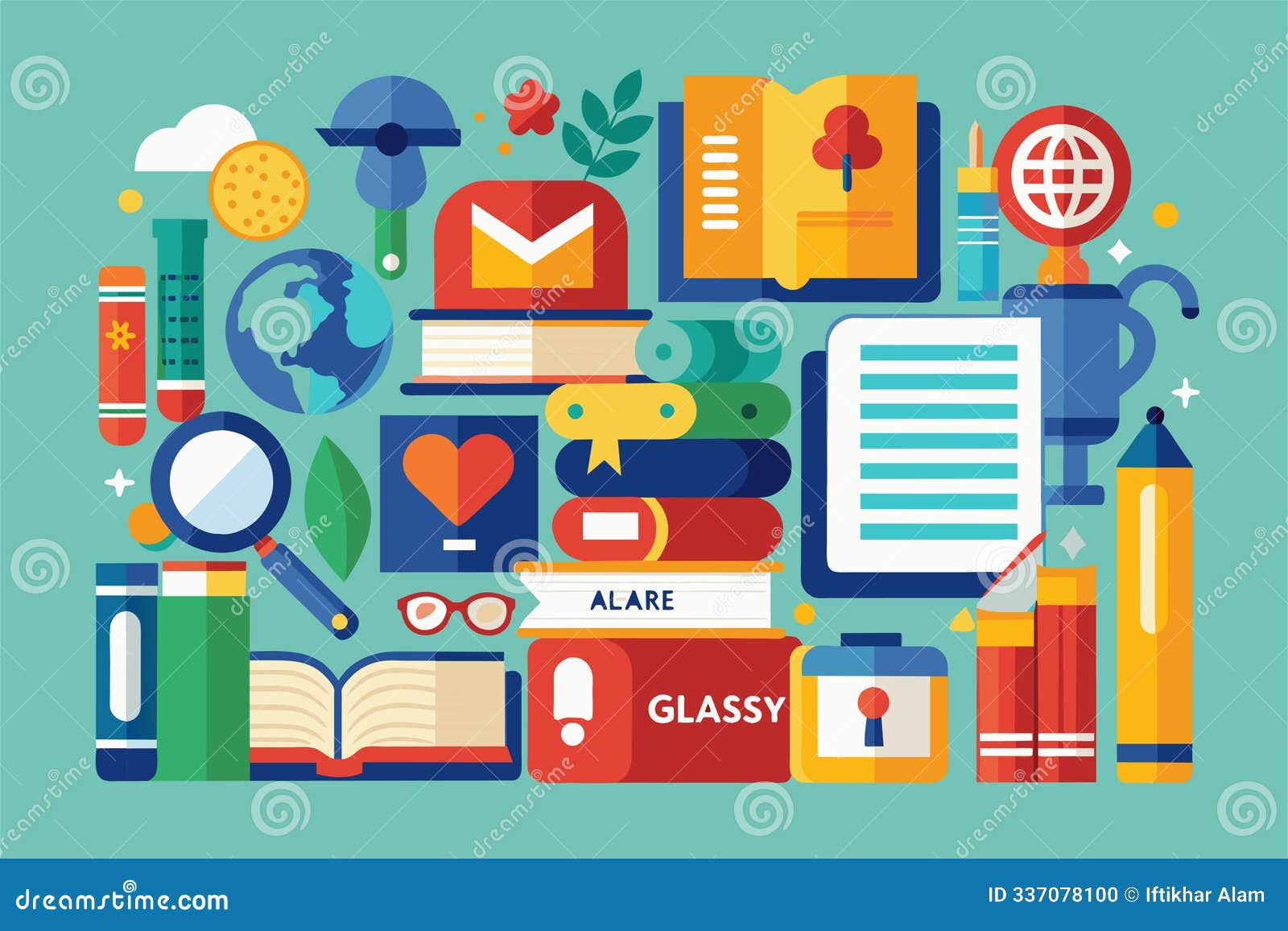 Creative Flat Illustrations Showcase Various Educational Tools and ...