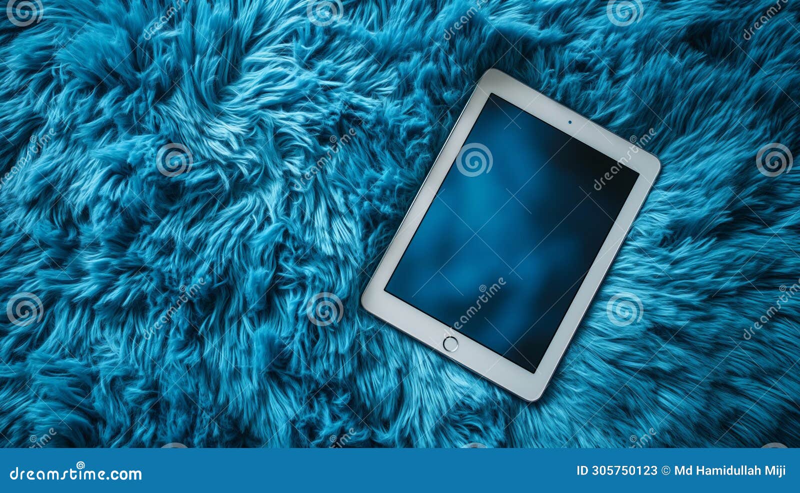 Fuzzy Blue Monster With Playful Cartoon Eyes And Big Smile Royalty-Free ...