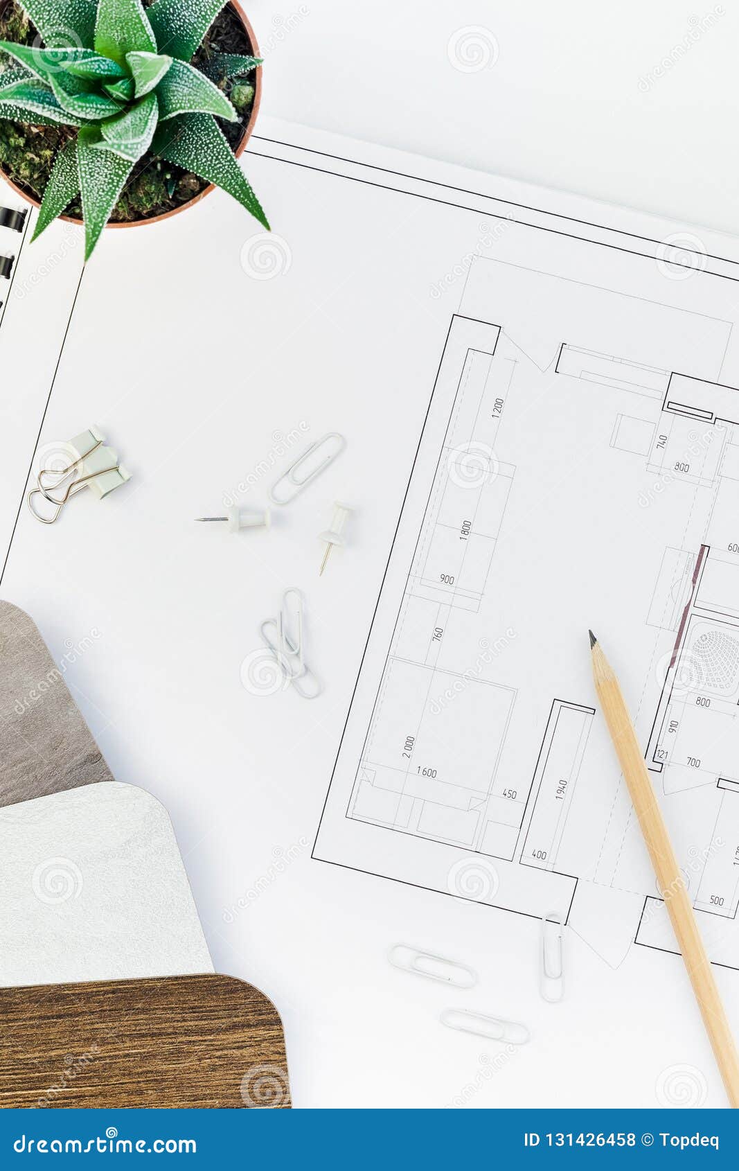 Creative Flat Lay Overhead Top View Blueprints Architectural Flat ...