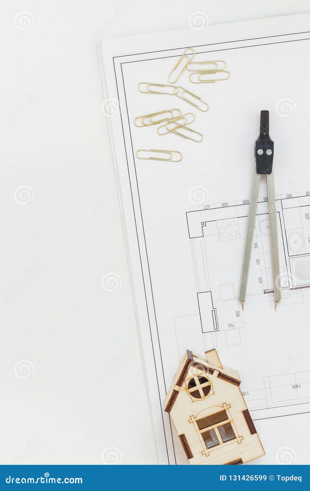 Creative Flat Lay Overhead Top View Blueprints Architectural Flat ...