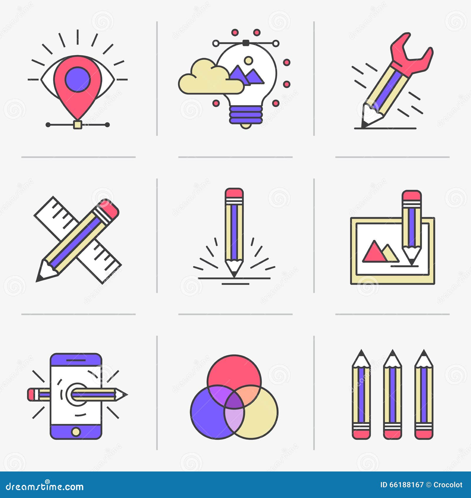 Creative Flat Line Icon Set Stock Vector - Illustration of brand ...