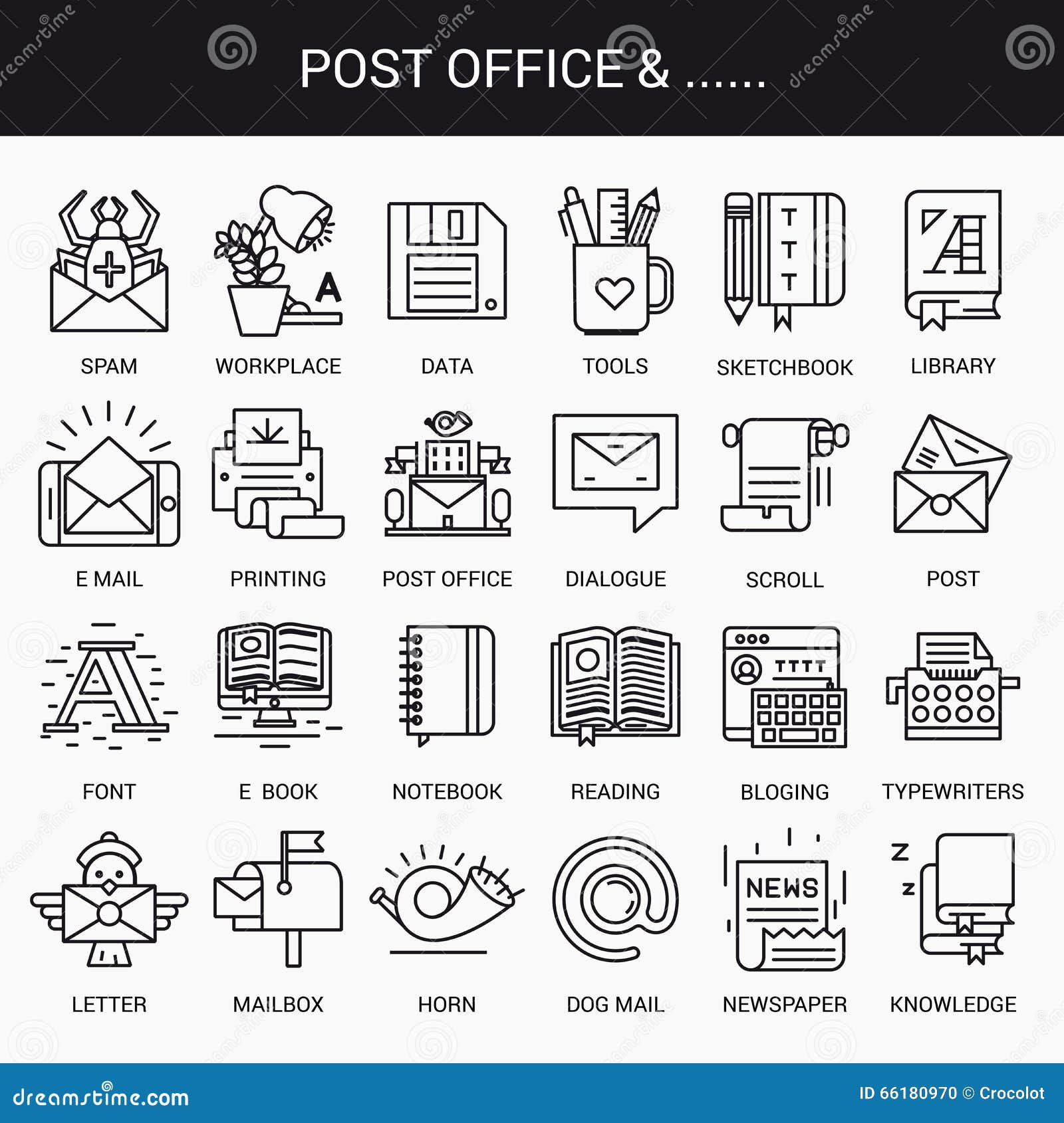 Creative Flat Line Icon Set Stock Vector - Illustration of editing ...