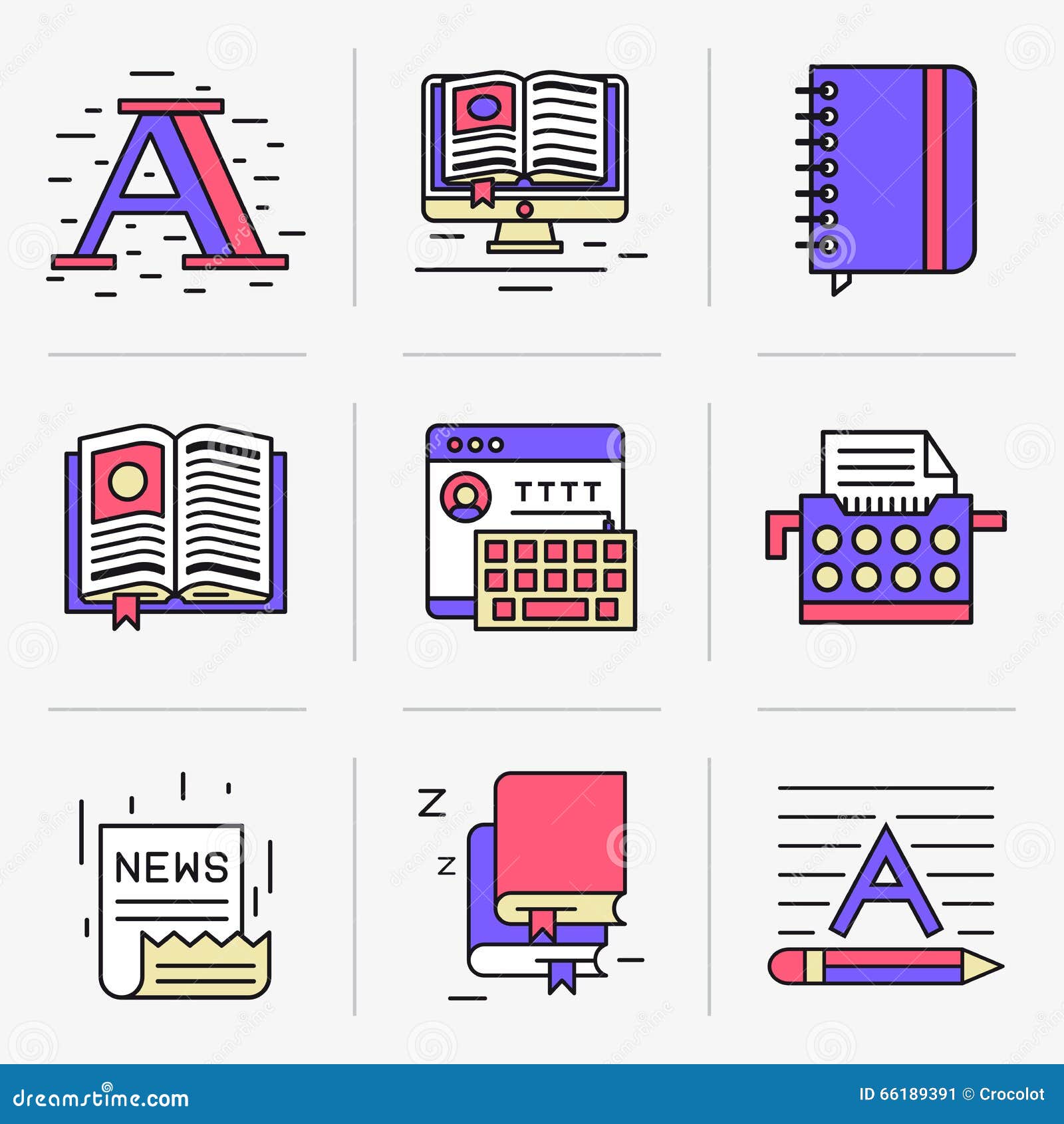 Creative Flat Line Icon Set Stock Vector - Illustration of custom ...