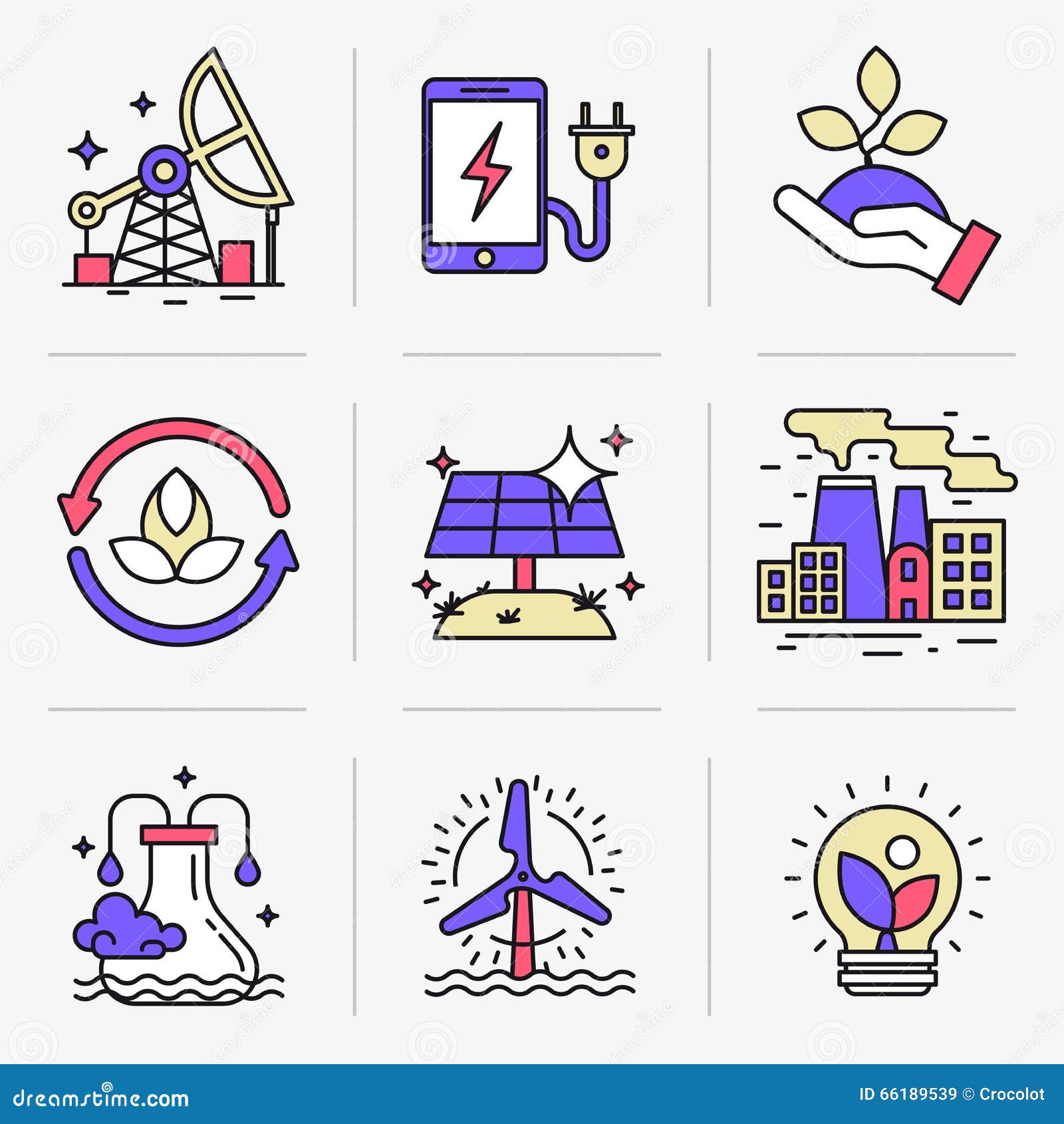 Creative Flat Line Icon Set Stock Vector - Illustration of pictogram ...