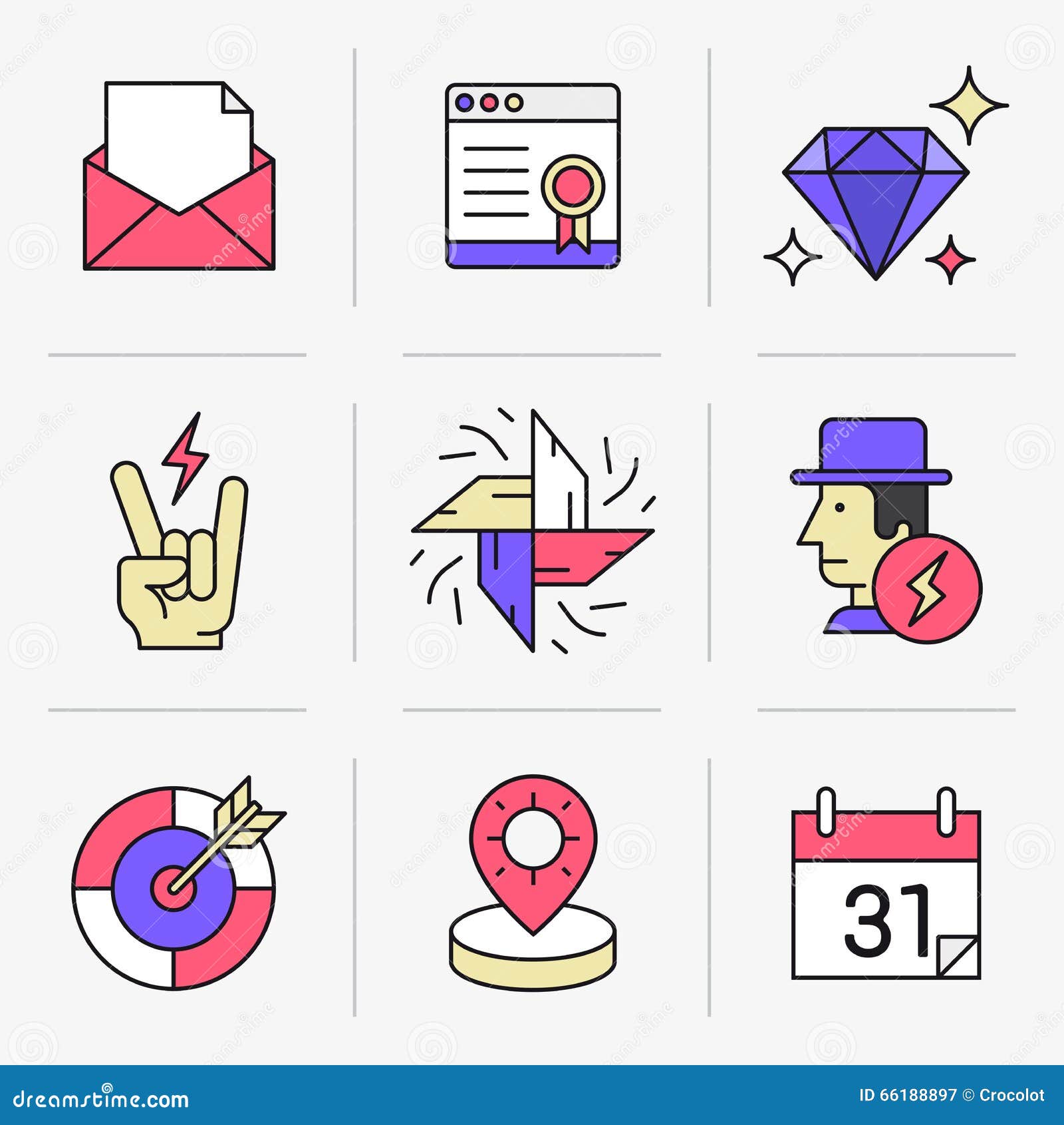 Creative Flat Line Icon Set Stock Vector - Illustration of date ...