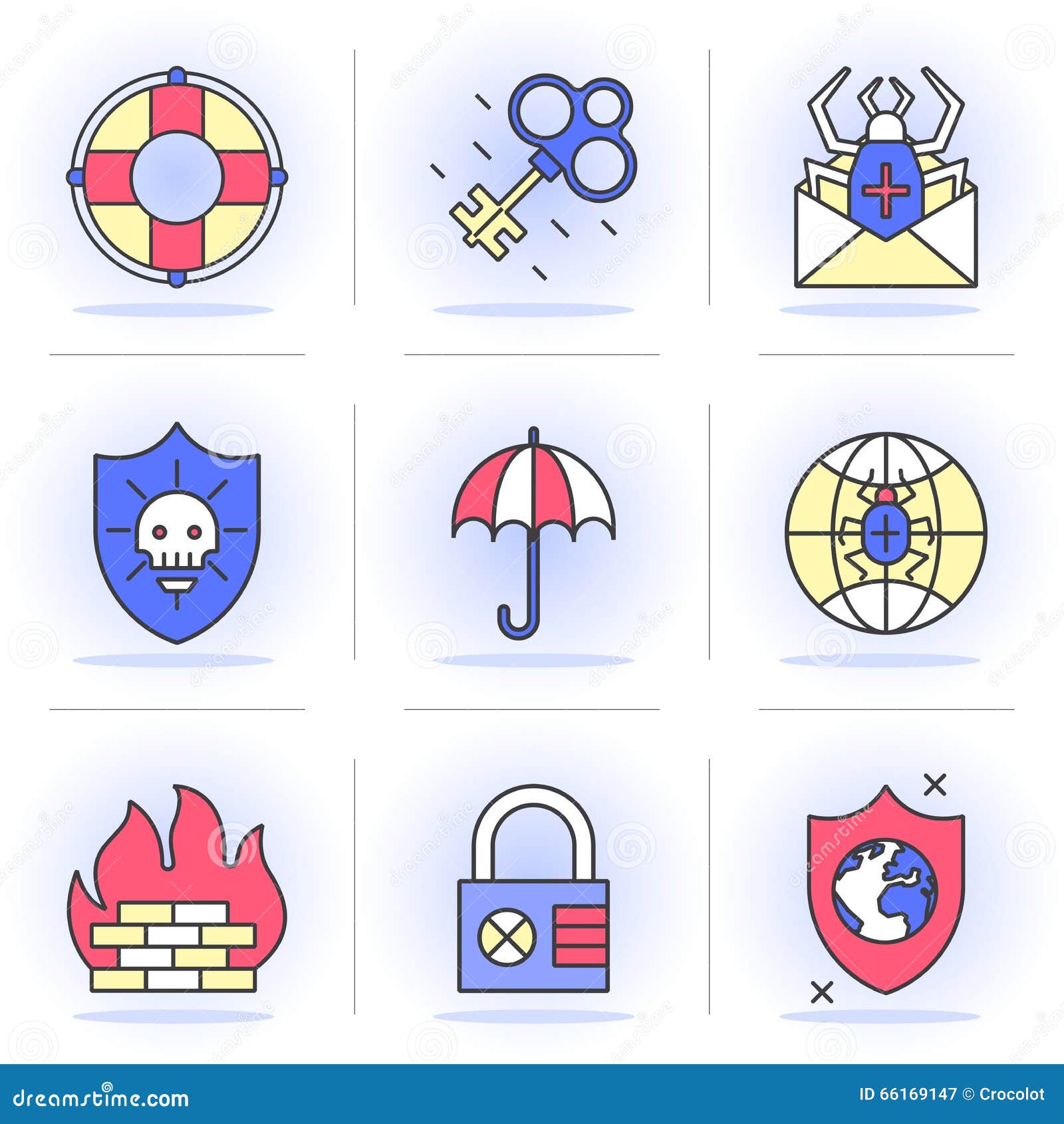 Creative Flat Line Ikon Set Stock Vector - Illustration of message ...