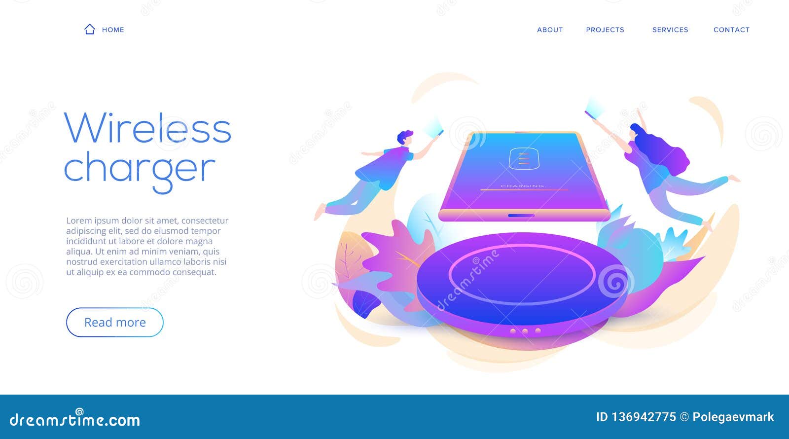 Creative Flat Vector Illustration for Inductive Smartphone Charging ...