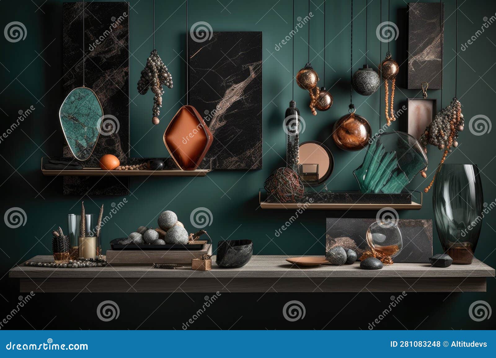 Creative Floating Display of Accessories, with Different Textures and ...