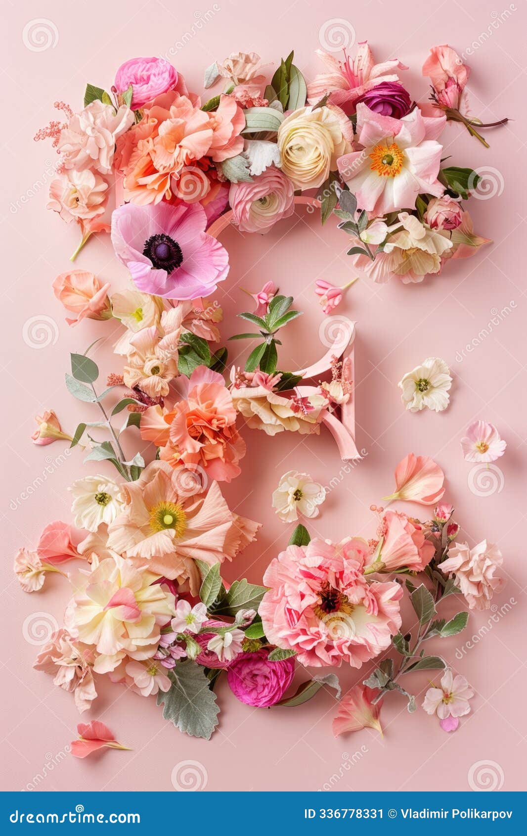 A Creative Floral Arrangement Featuring Numbers on a Pink Background ...