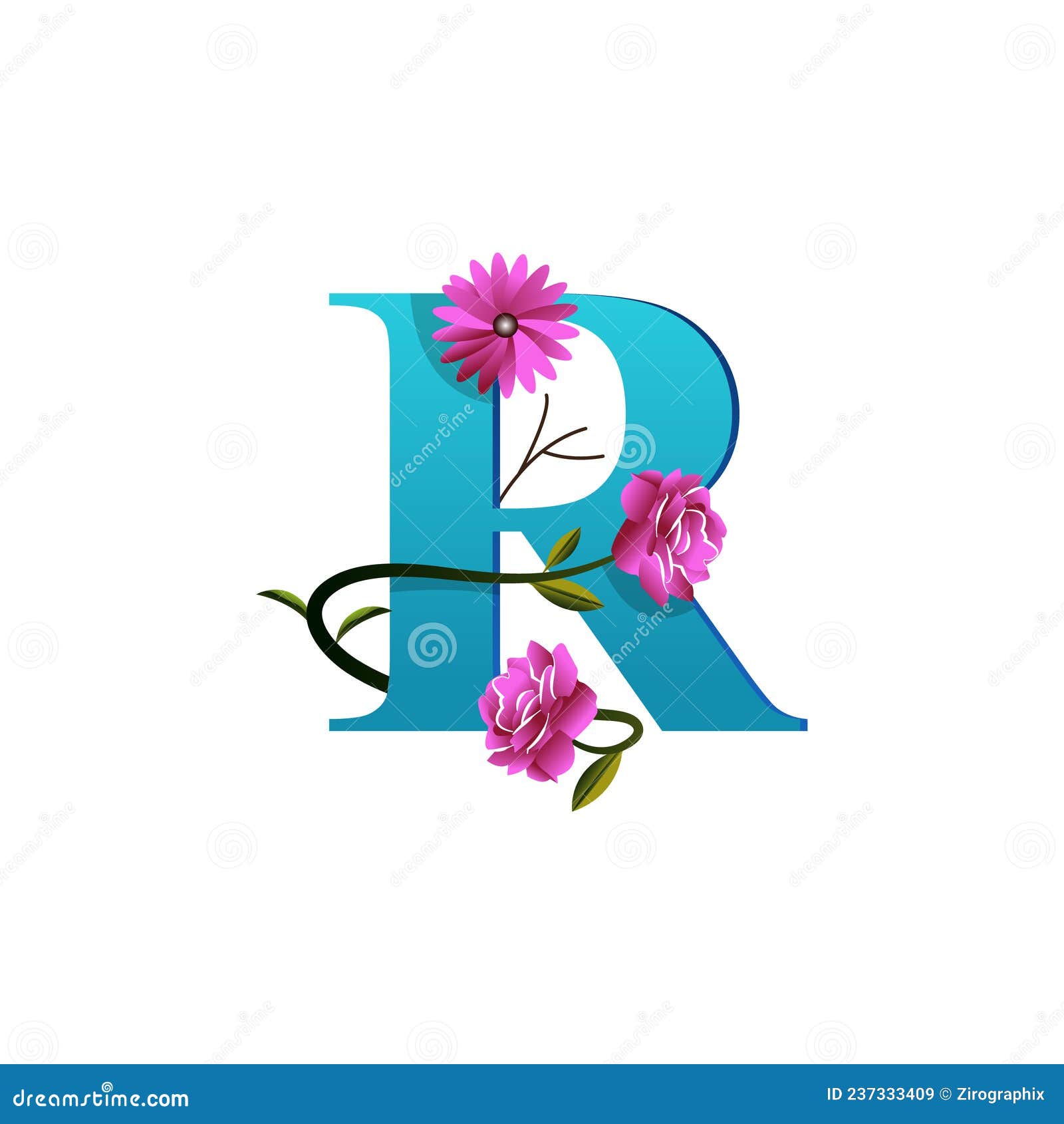 Creative Floral R Logo Icon Art Illustration Stock Vector ...