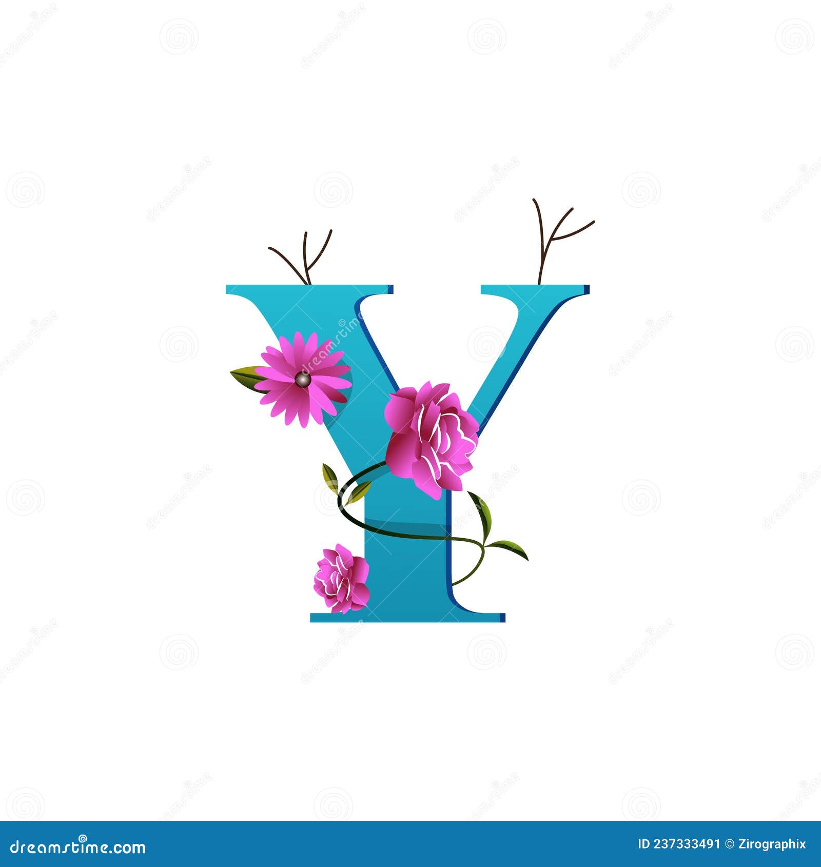 Creative Floral Y Logo Icon Art Illustration Stock Vector ...
