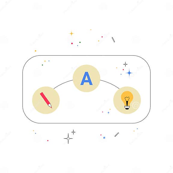 Creative Flowchart with Lightbulb and Pencil in Flat Vector ...