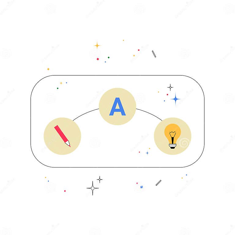 Creative Flowchart with Lightbulb and Pencil in Flat Vector ...