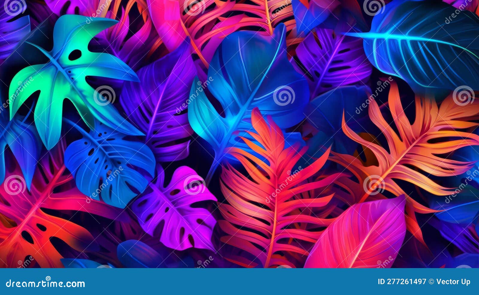 Creative Fluorescent Color Layout Made of Tropical Lea. Generative AI ...