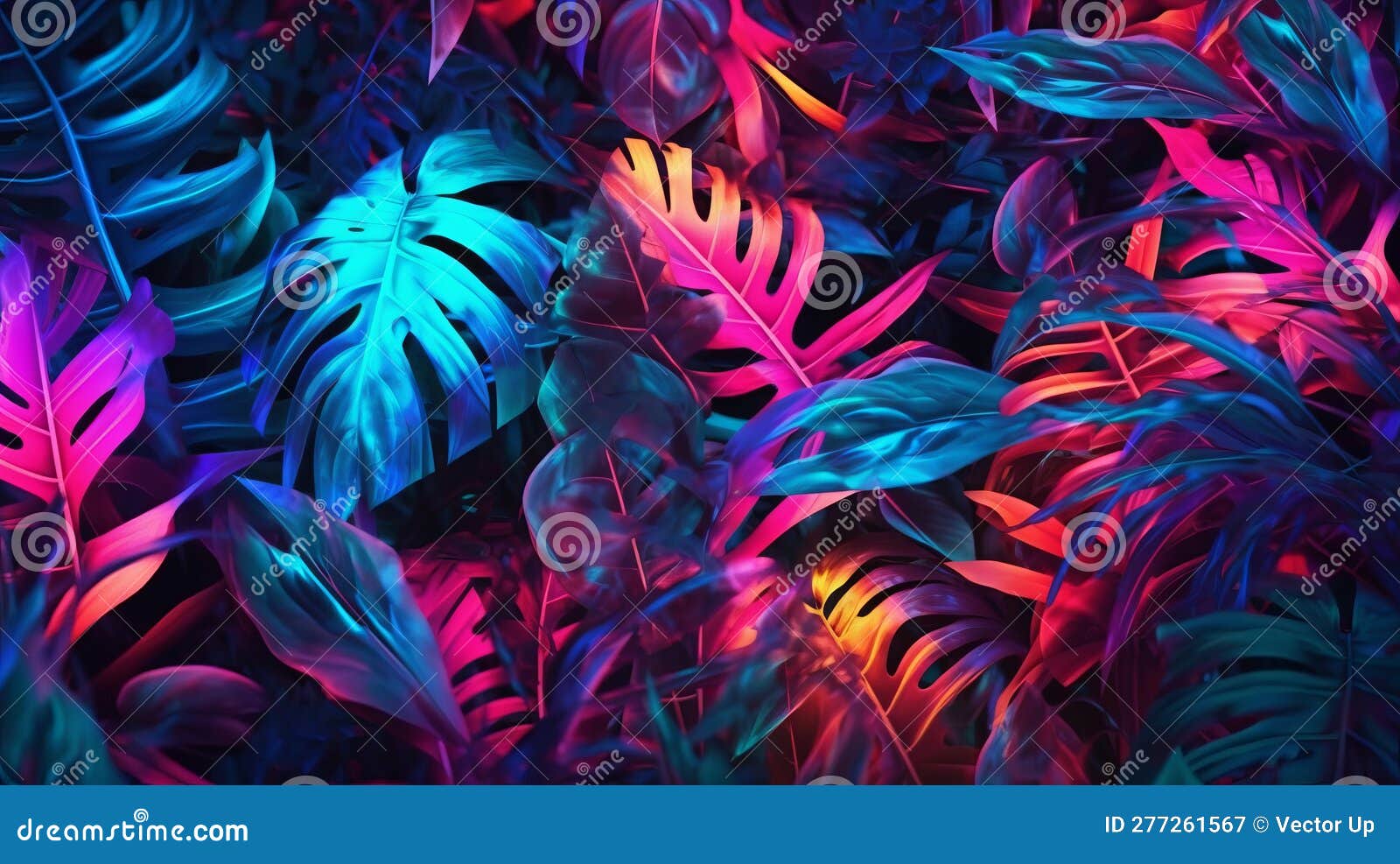 Creative Fluorescent Color Layout Made of Tropical Lea. Generative AI ...