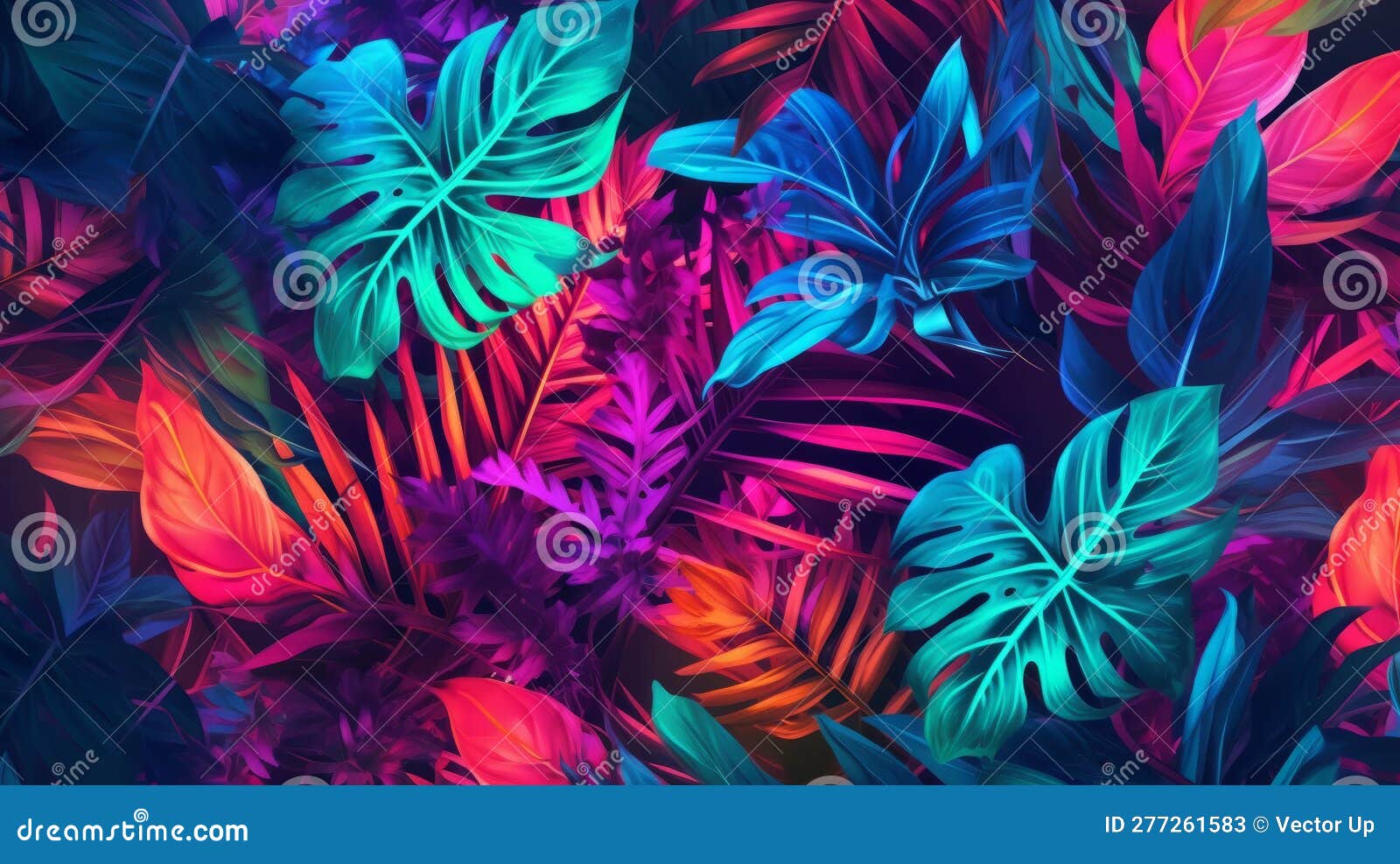 Creative Fluorescent Color Layout Made of Tropical Lea. Generative AI ...