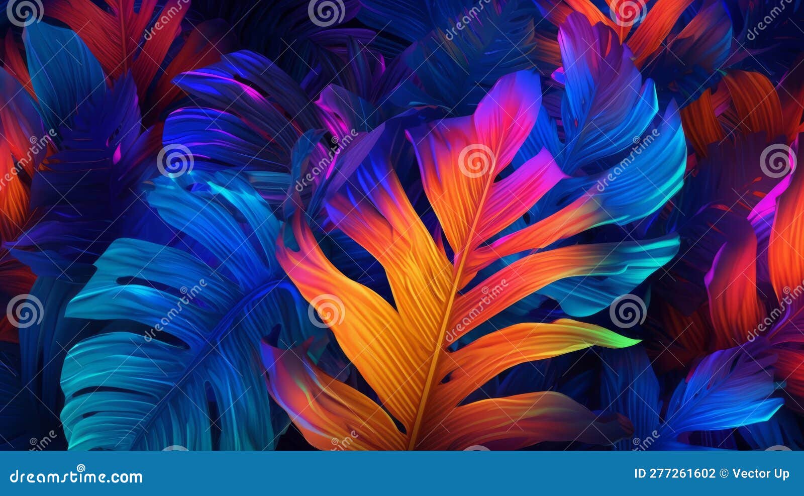 Creative Fluorescent Color Layout Made of Tropical Lea. Generative AI ...