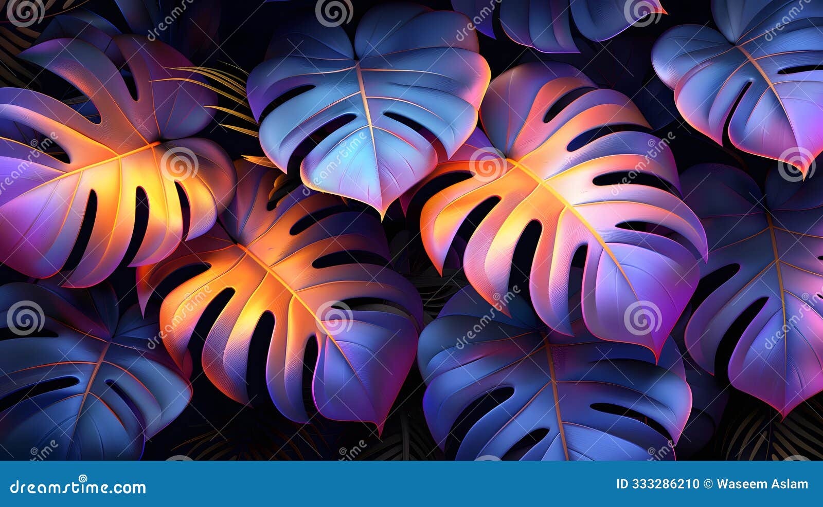 Creative Fluorescent Color Layout Made of Tropical Leaves Stock Photo ...
