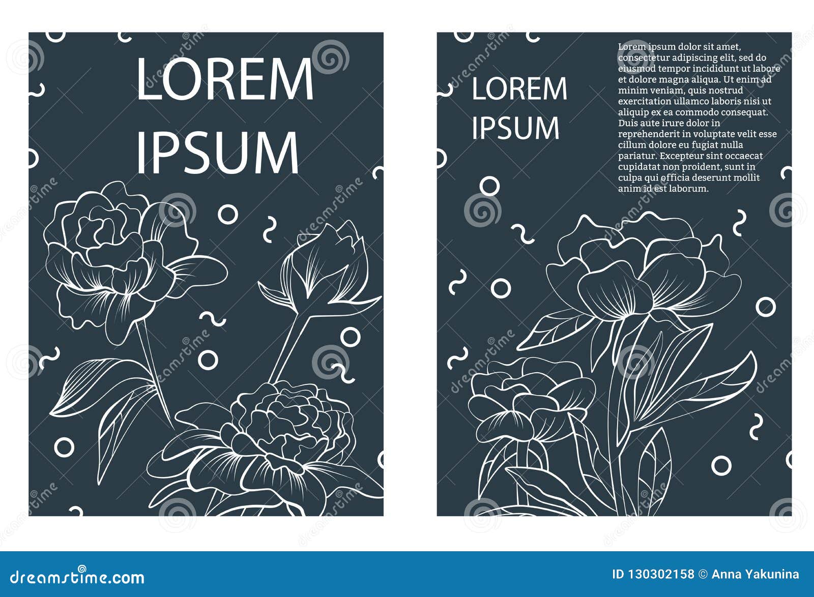 Creative Flyers with Hand Drawn Peony Flowers Stock Vector ...