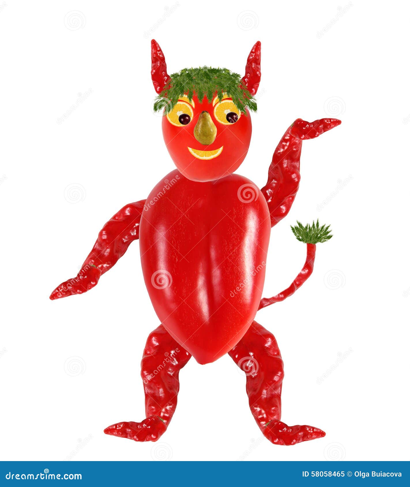 Creative Food Concept. Funny Little Devil Made of Chili Peppers Stock ...