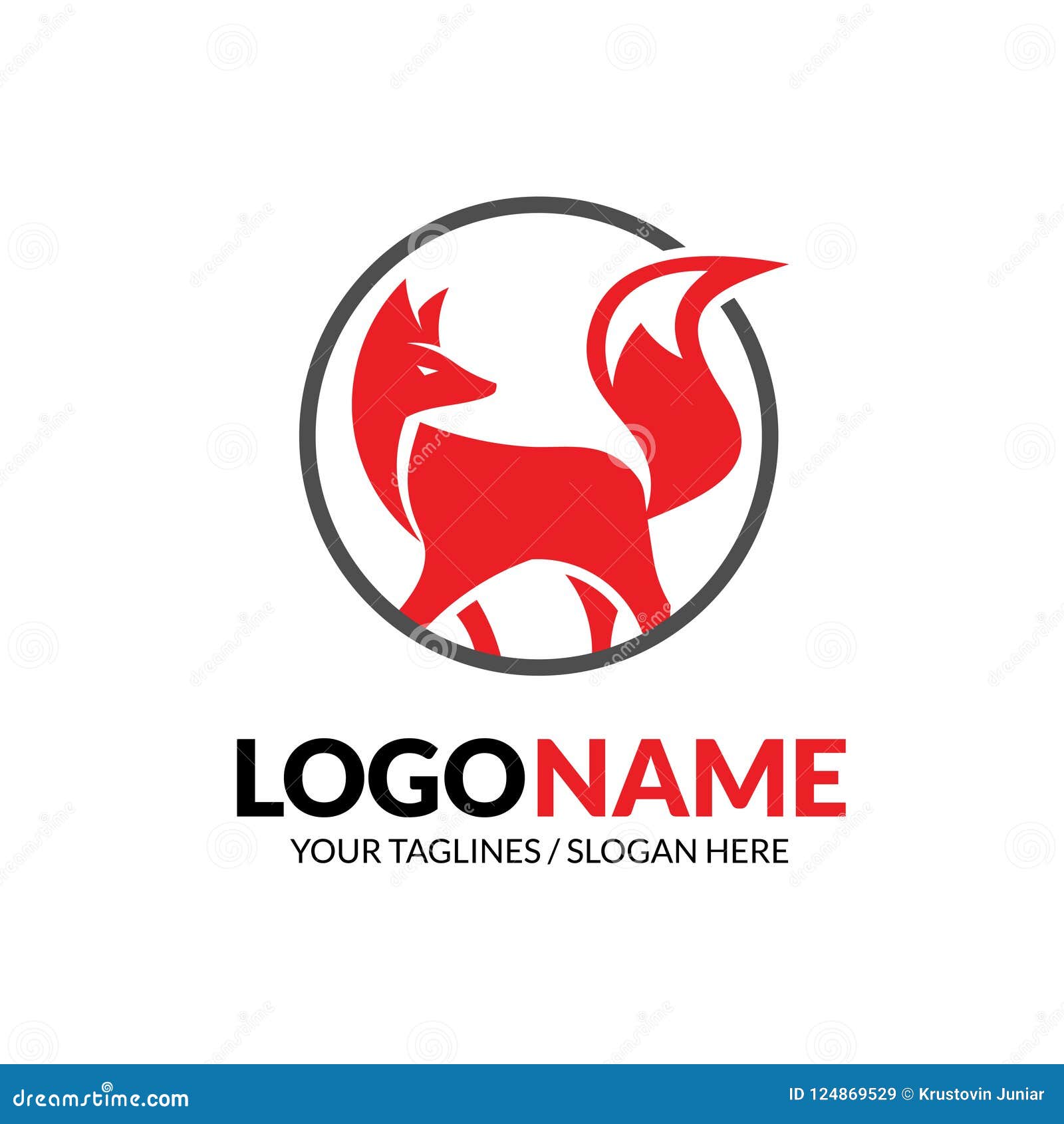 Creative Fox with Circle Vector Logo Stock Vector - Illustration of ...