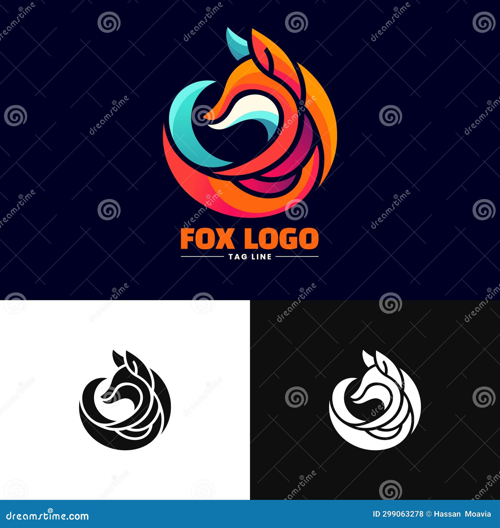 Creative Fox Logo stock vector. Illustration of gradient - 299063278