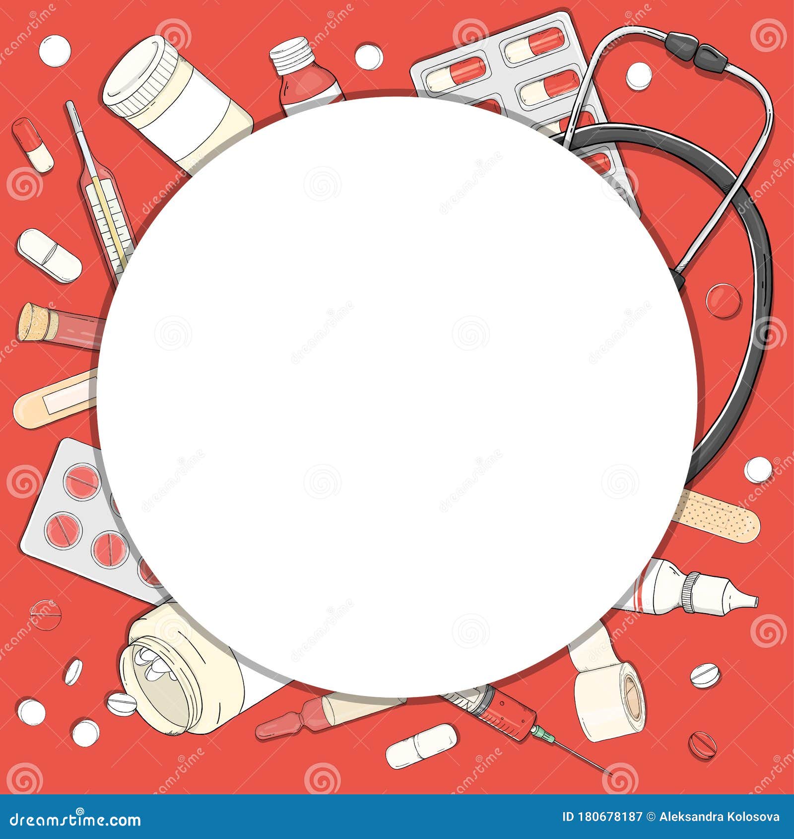 Creative Frame in the Shape of a Circle on the Theme of Health. Stock ...