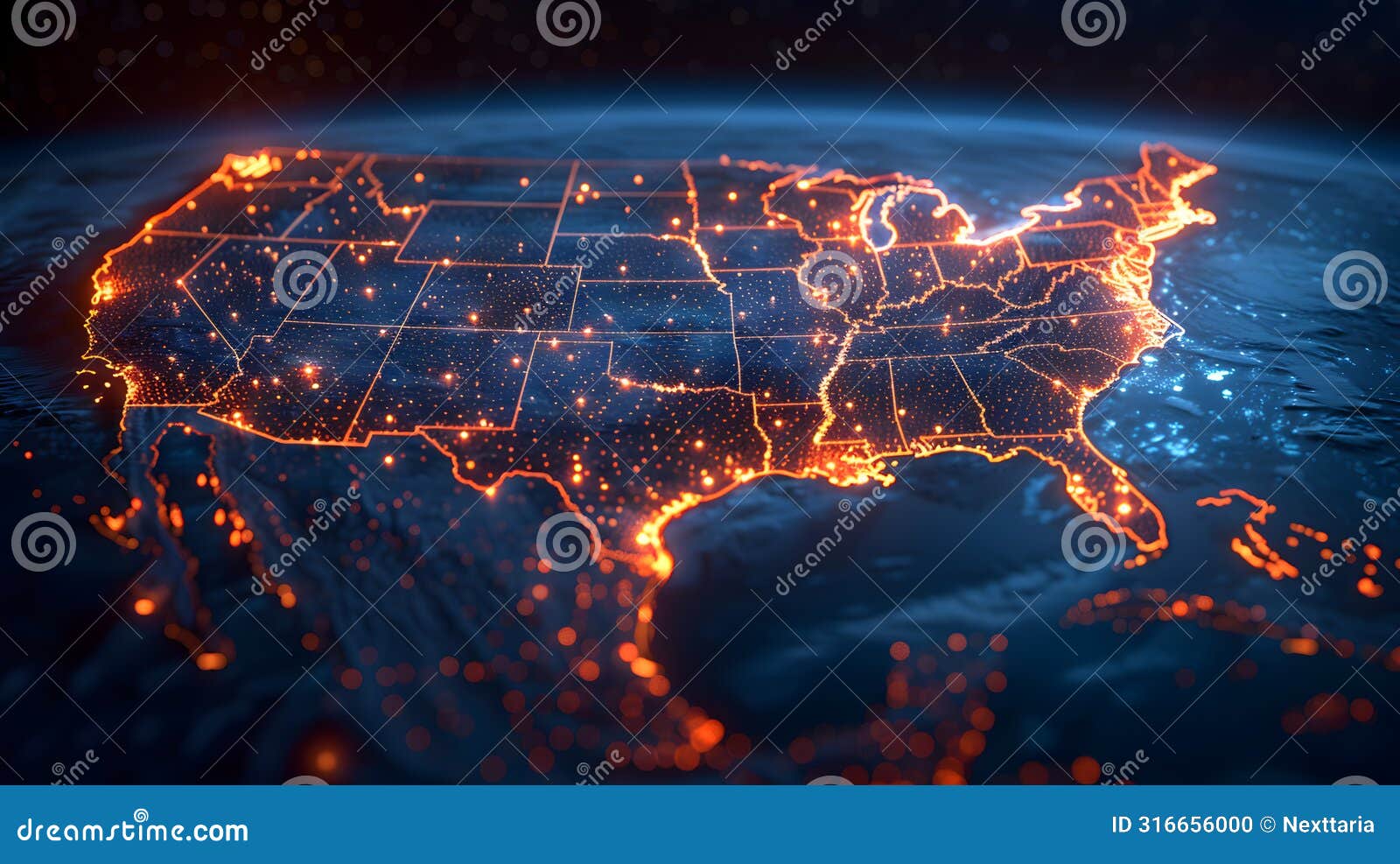 Creative Freedom: Abstract Digital Map of United States Stock ...