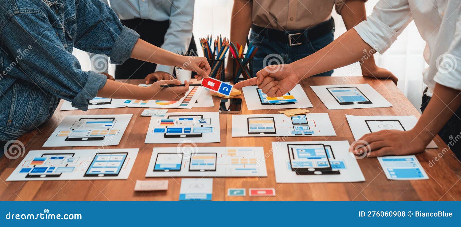 Creative Front-end Developer Brainstorming UI Design. Scrutinize Stock Photo - Image of mobile ...