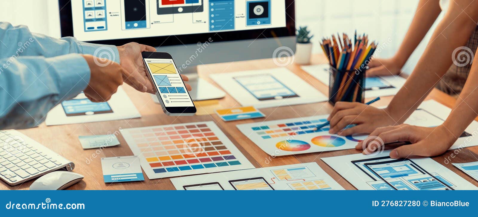 Creative Front-end Developer Brainstorming UI Design. Scrutinize Stock Photo - Image of laptop ...