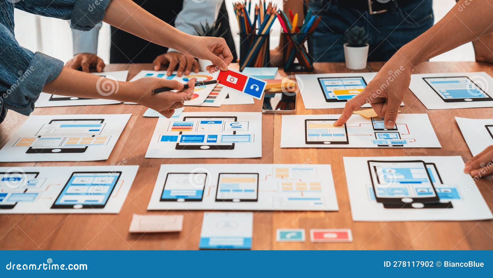 Creative Front-end Developer Brainstorming UI Design. Scrutinize Stock Photo - Image of people ...