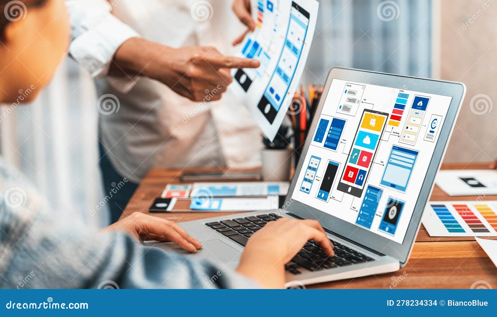 Creative Front-end Developer Brainstorming UI Design. Scrutinize Stock Photo - Image of idea ...