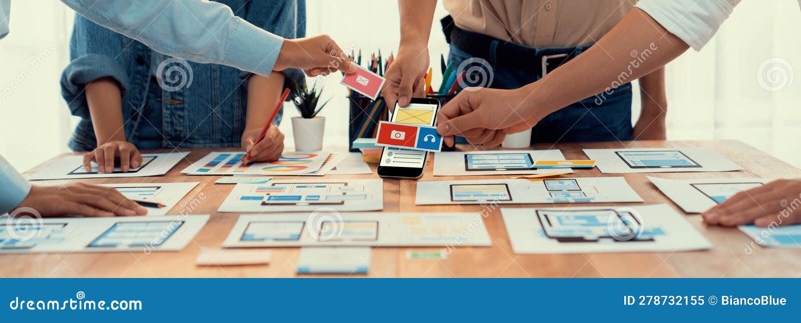 Creative Front-end Developer Brainstorming UI Design. Scrutinize Stock Image - Image of group ...