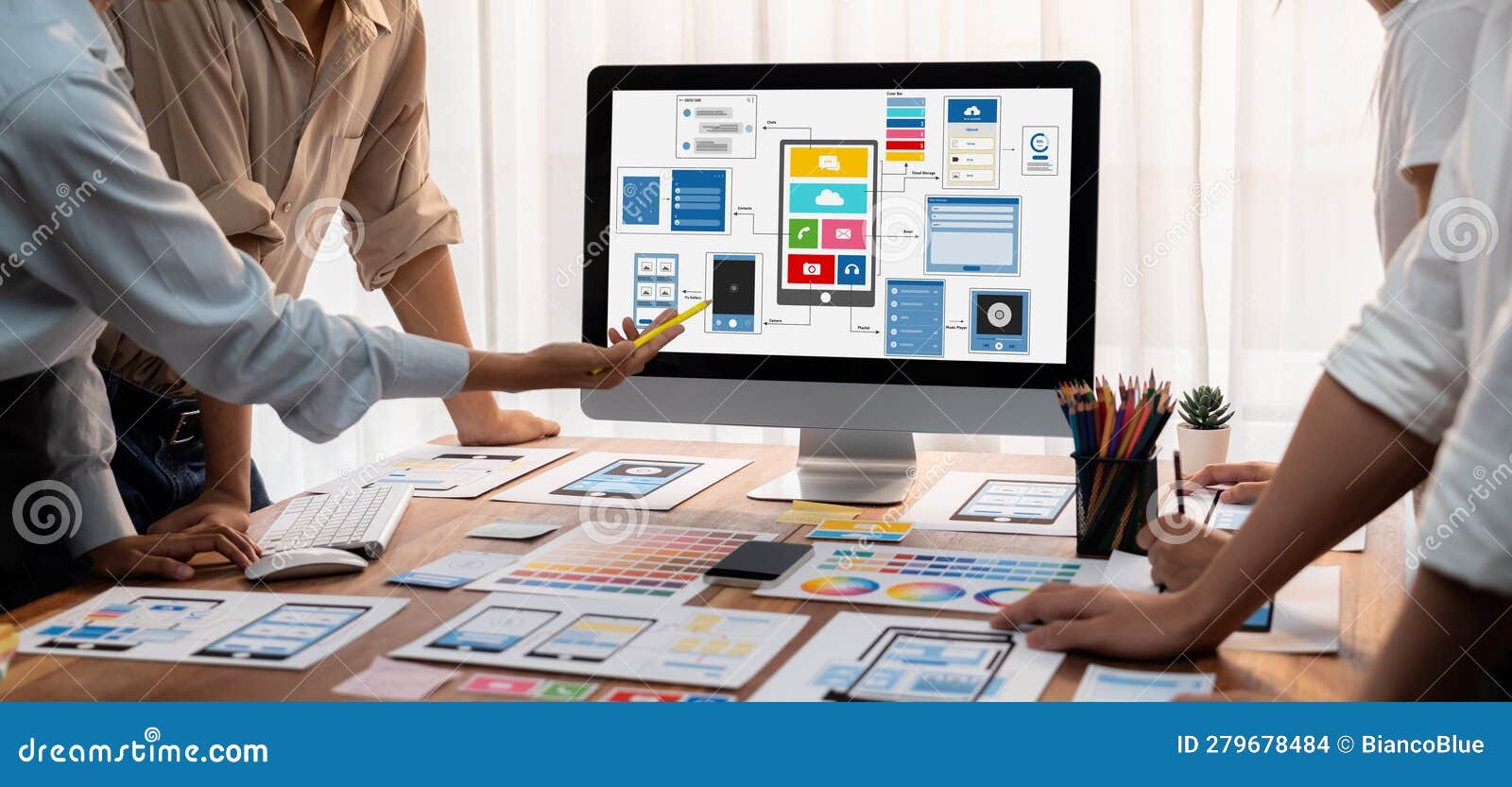Creative Front-end Developer Brainstorming UI Design. Scrutinize Stock Photo - Image of computer ...