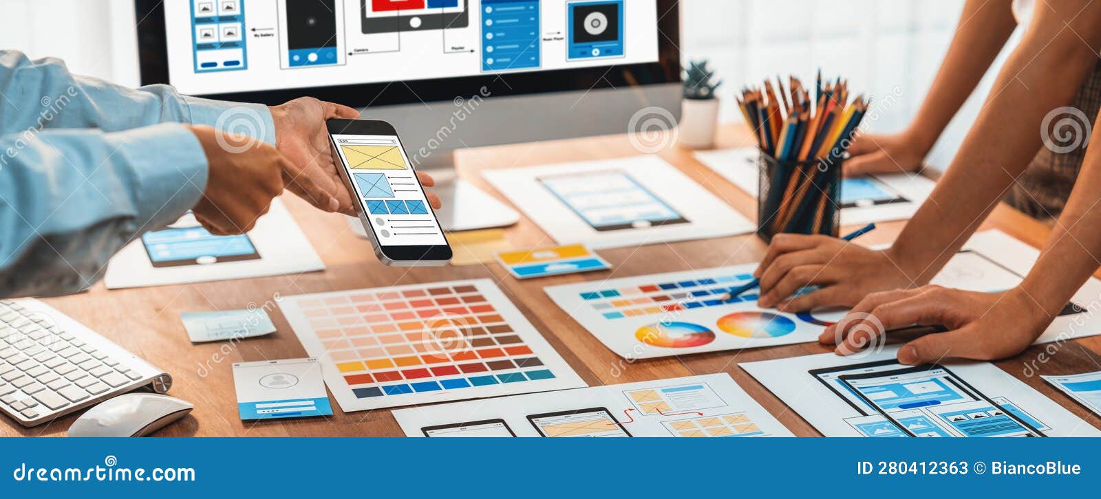 Creative Front End Developer Brainstorming Ui Design Scrutinize Stock Image Image Of Laptop