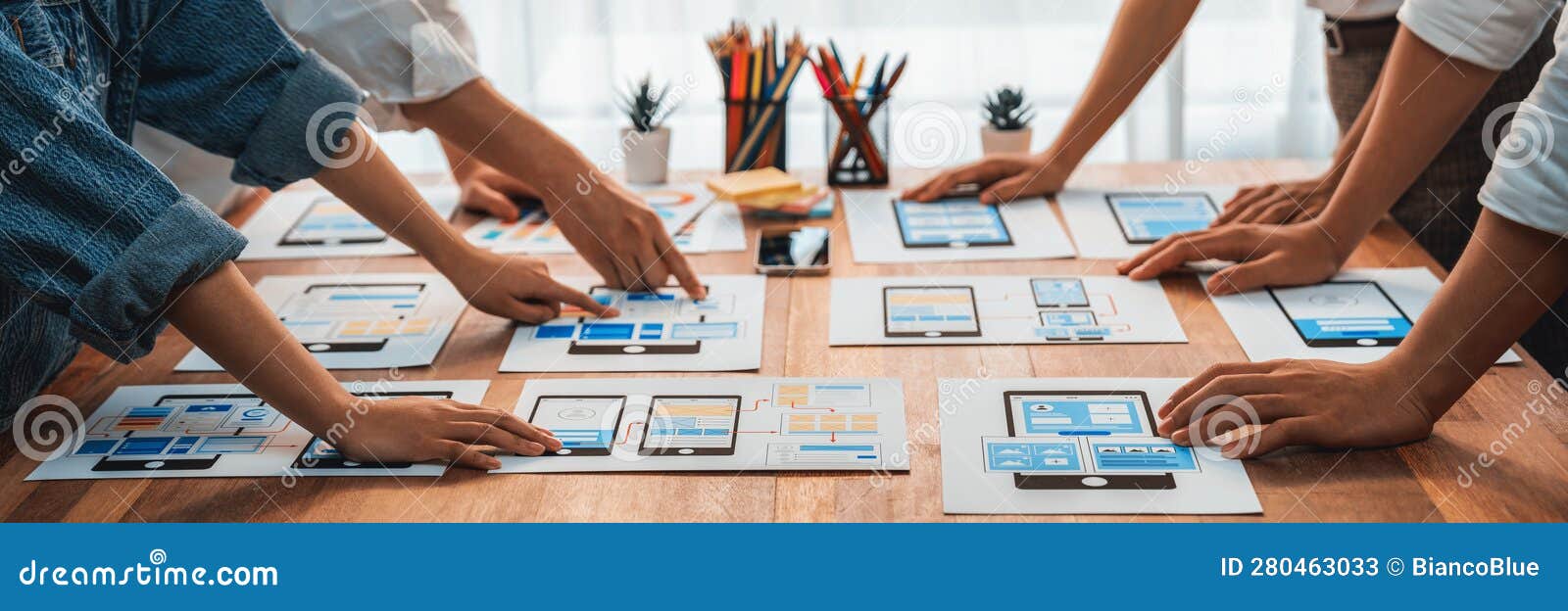 Creative Front-end Developer Brainstorming UI Design. Scrutinize Stock Image - Image of group ...