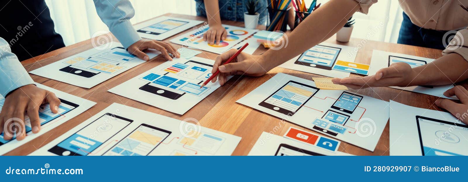 Creative Front-end Developer Brainstorming UI Design. Scrutinize Stock Image - Image of hand ...