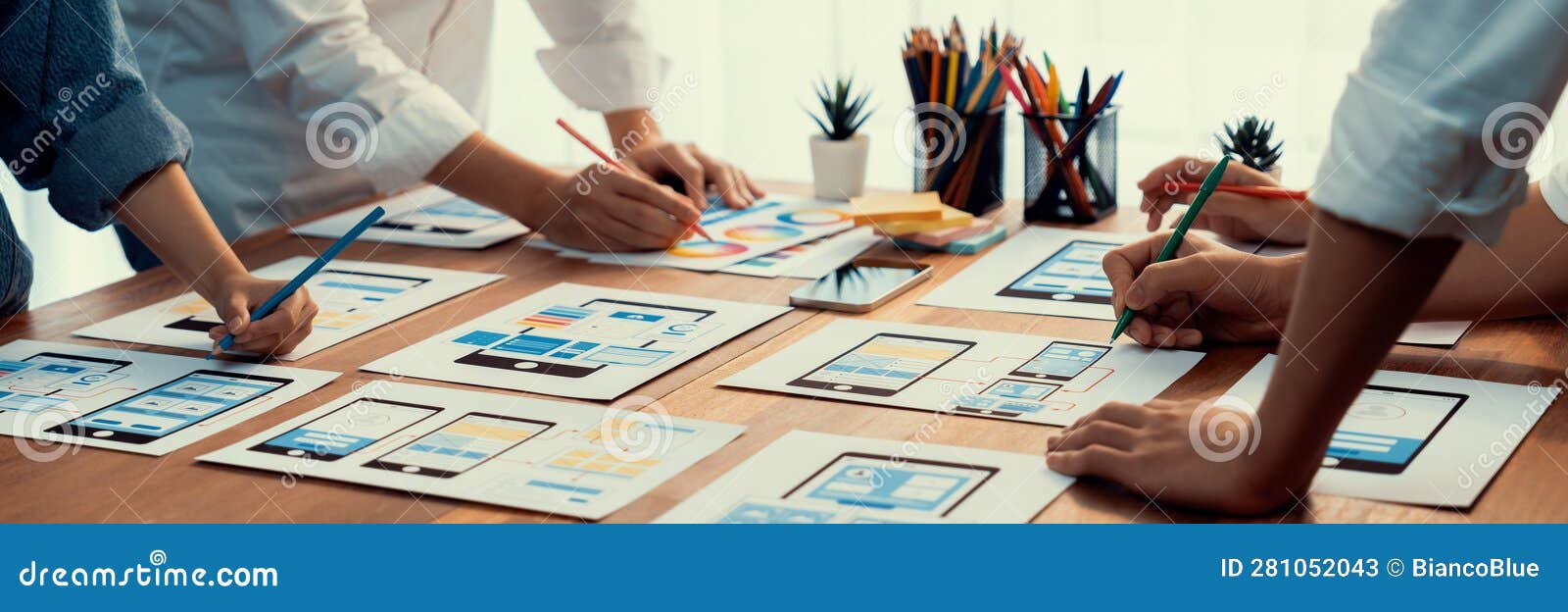 Creative Front-end Developer Brainstorming UI Design. Scrutinize Stock Image - Image of phone ...